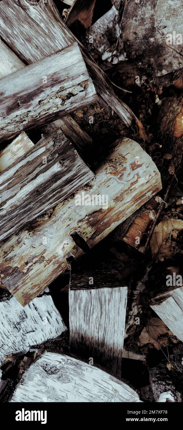 A vertical background of cut wood logs Stock Photo - Alamy