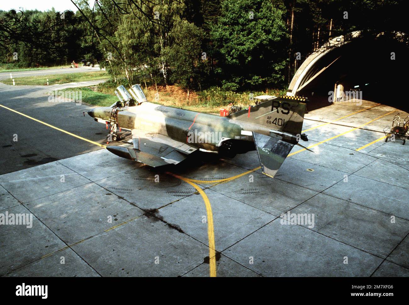 A left rear view of an F-4 Phantom II aircraft from the 86th Tactical ...
