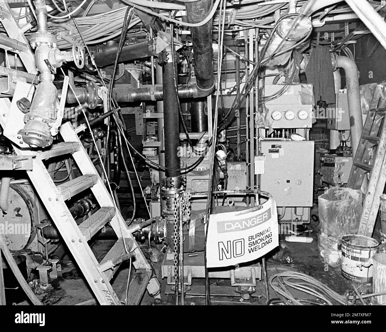 An interior view of the air conditioning machinery room on the guided ...