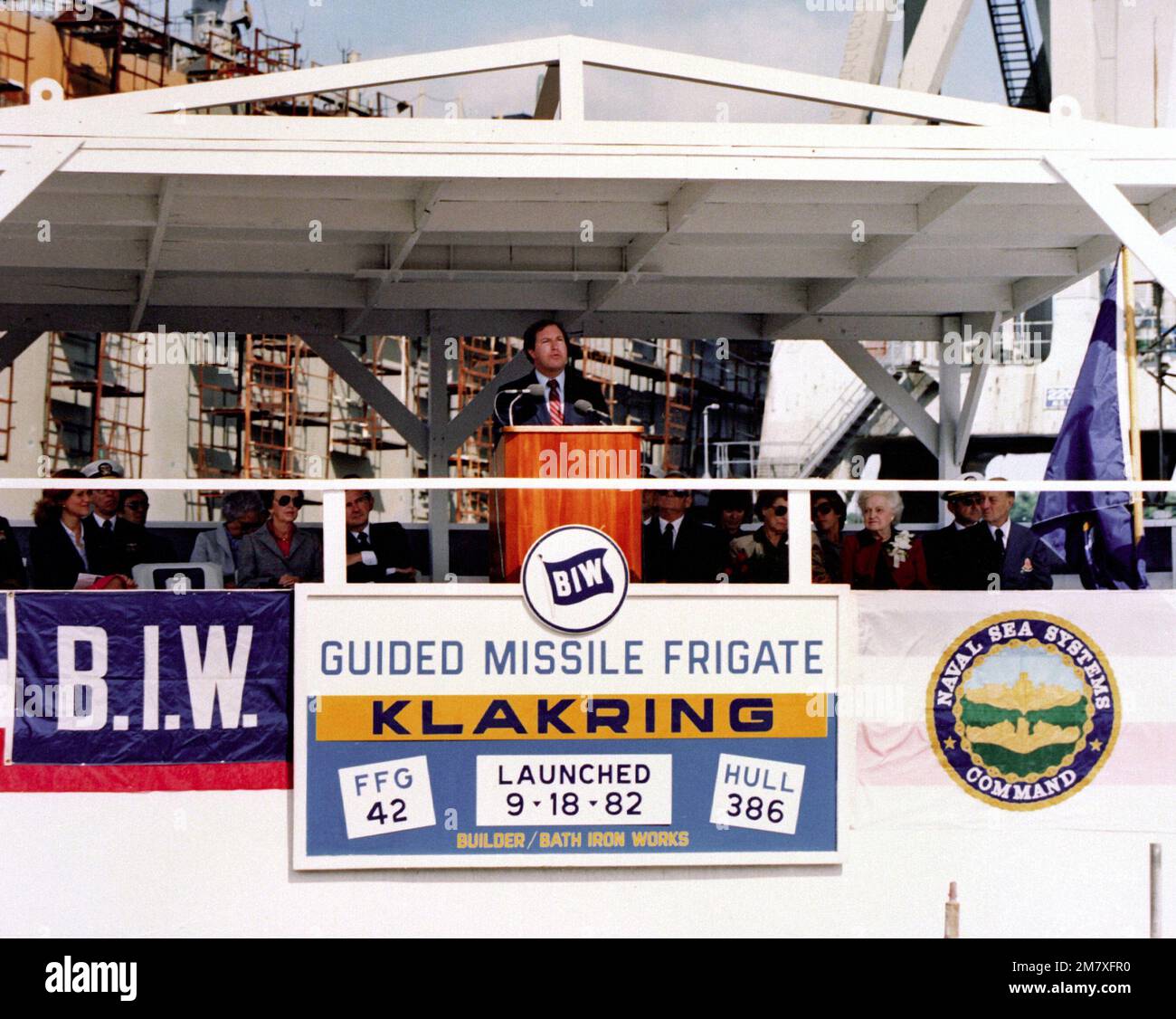 Rep. David F. Emery, R-Maine, speaks during the launching of the guided ...
