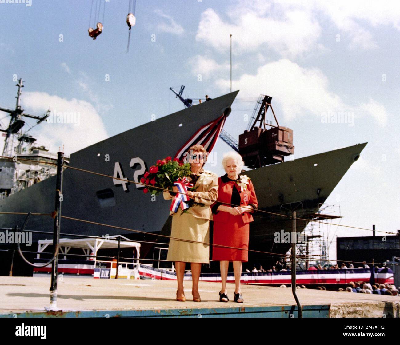 Beverly Bohen, sponsor and niece of Rear Adm. Thomas B. Klakring, left ...