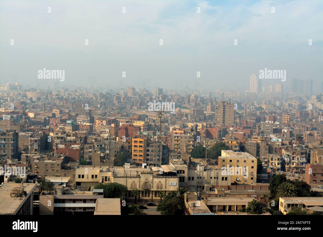 Cairo, Egypt, January 7 2023: Aerial view of old Cairo city from Salah ...