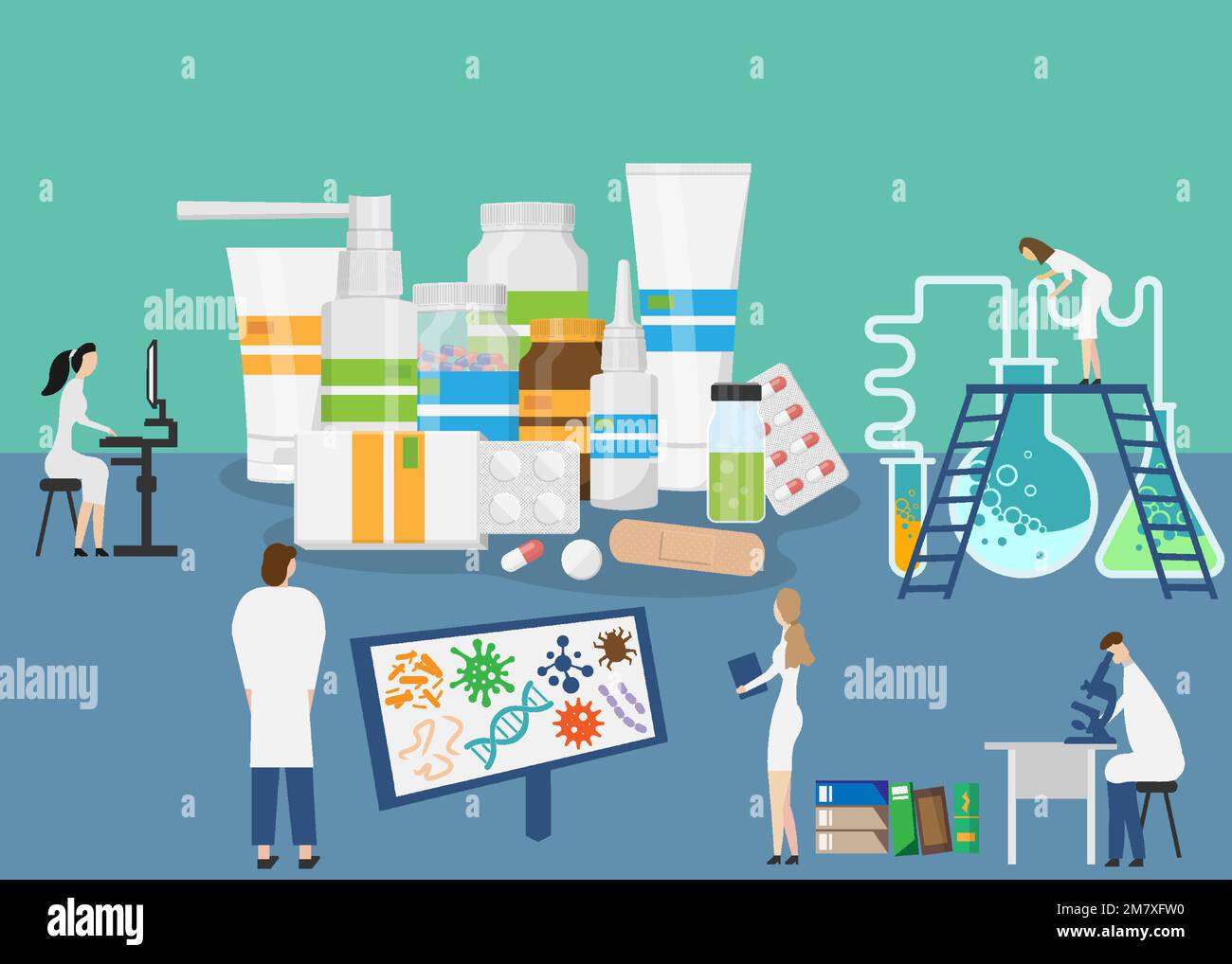 Research laboratory concept isolated on white background. Vector ...