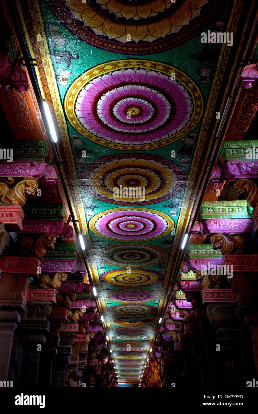 mantras ceiling of Meenakshi Temple Stock Photo - Alamy