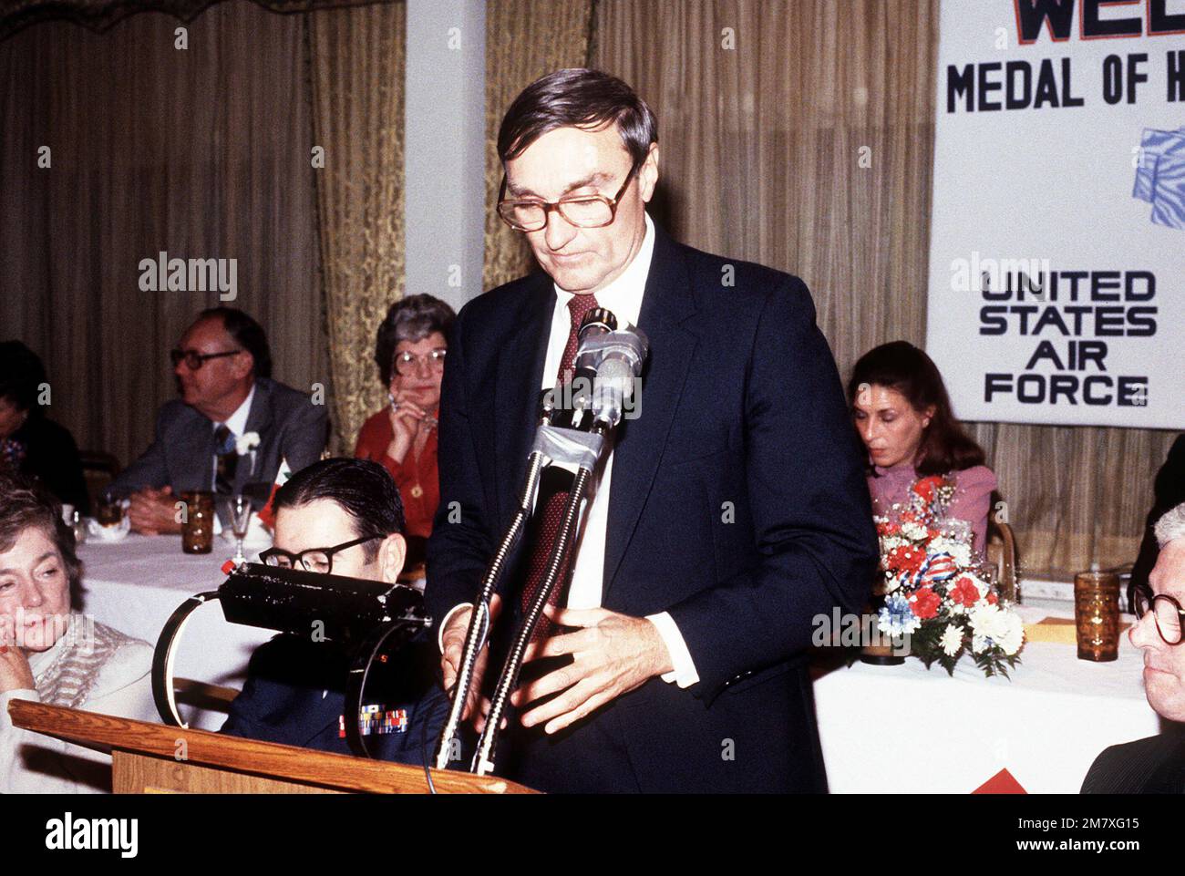Rep. Donald Mitchell, D (N.Y.), speaks to guests during a reunion ...