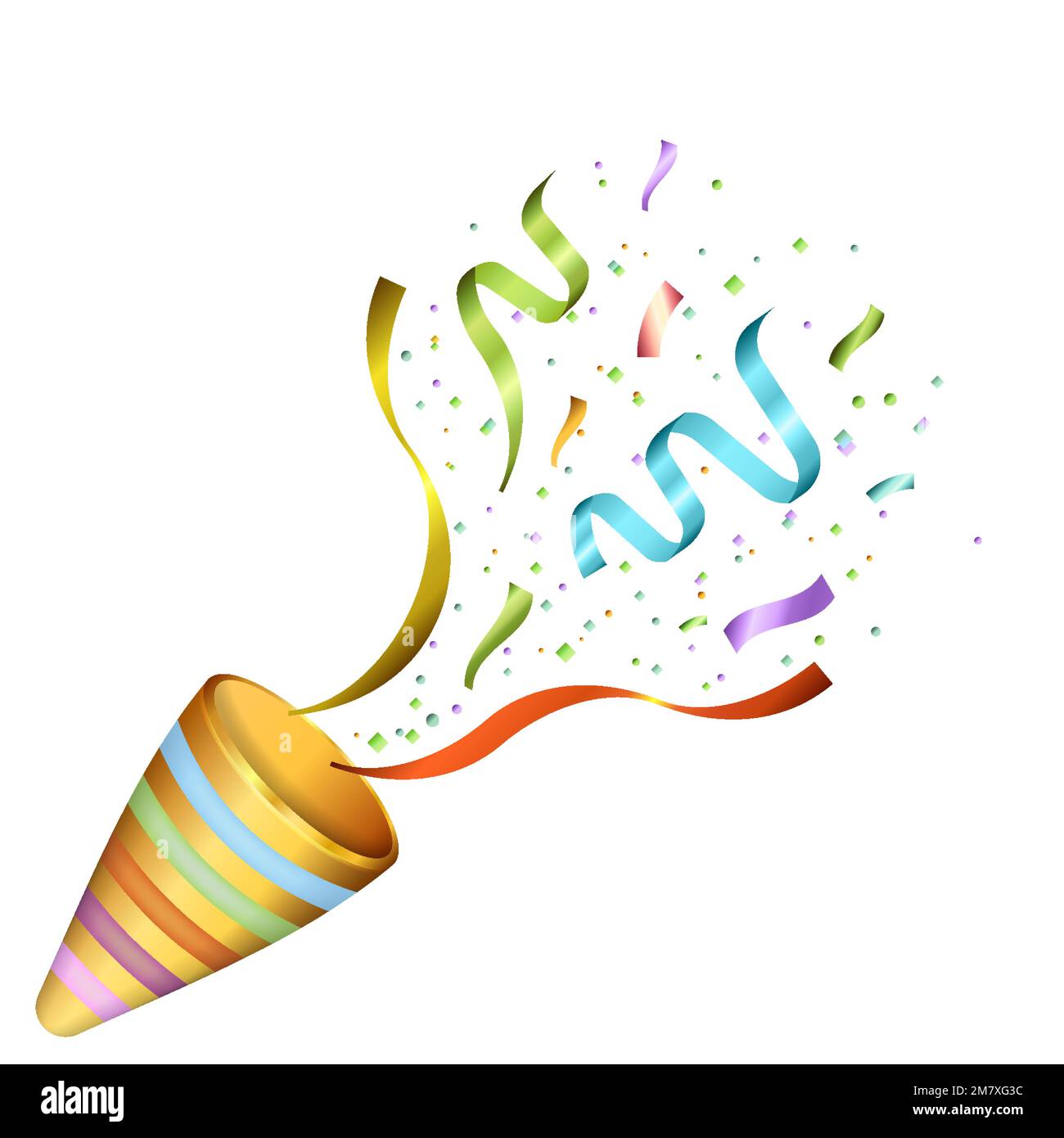 Exploding party poppers with confetti. Vector illustration. Eps 10 ...