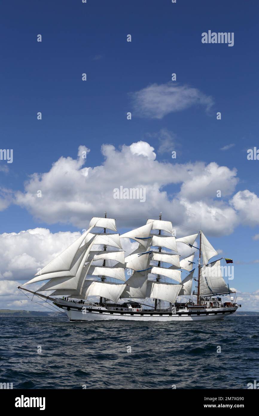 Venezuelan tall ship Simon Bolivar, race start, Torbay, 2016 Stock ...