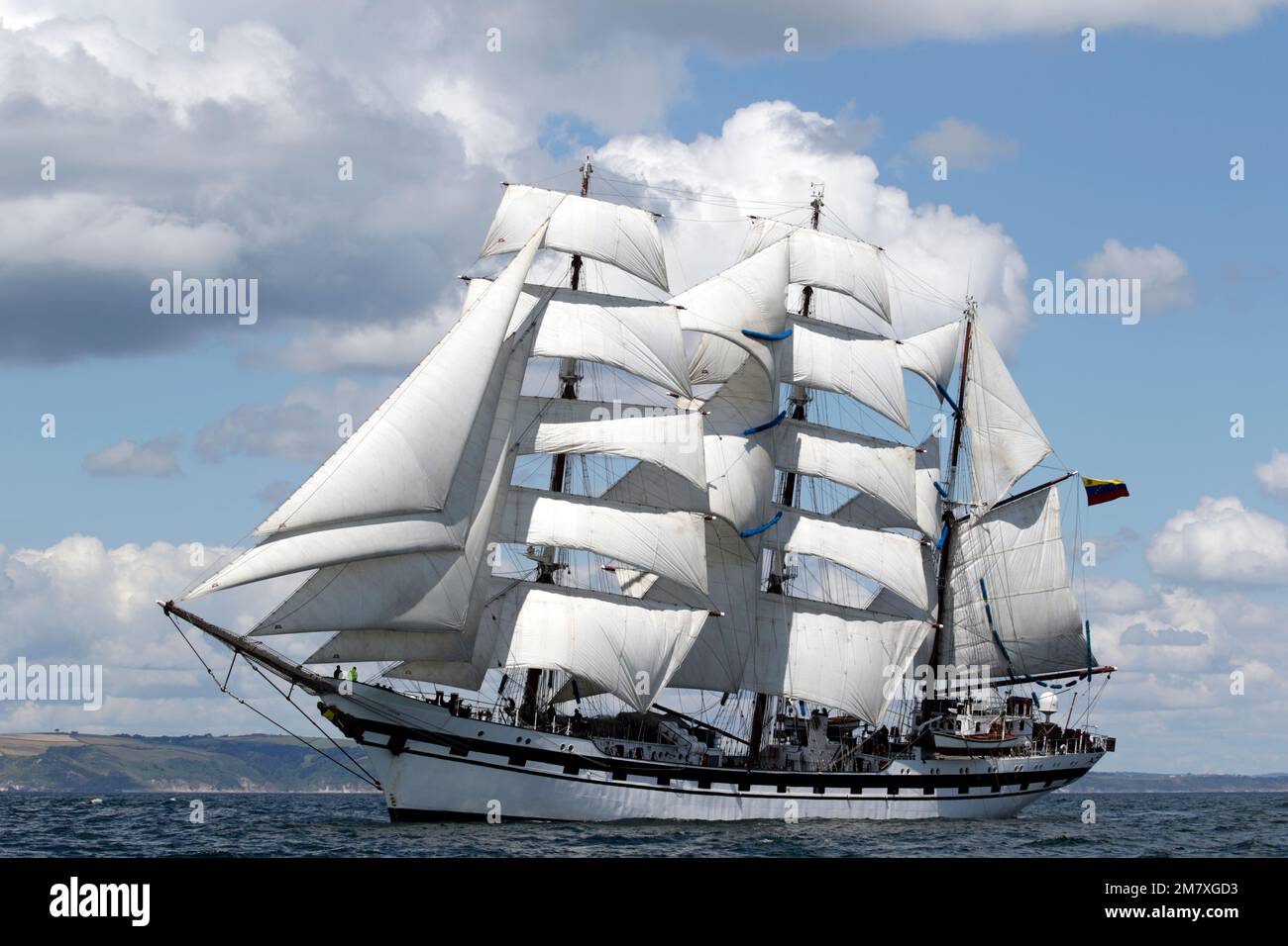 Venezuelan tall ship Simon Bolivar, race start, Torbay, 2016 Stock ...