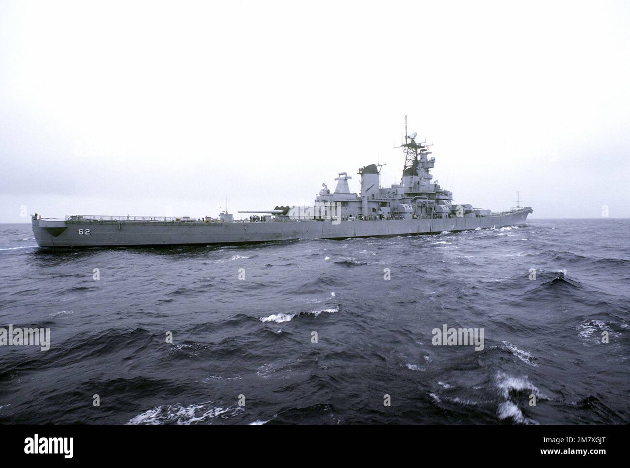 Starboard quarter view of the battleship USS NEW JERSEY (BB-62) during ...