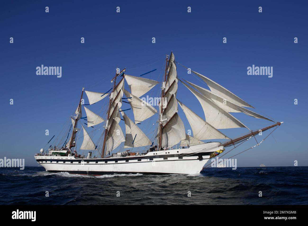 Venezuelan tall ship Simon Bolivar, race start, Lisbon, 2016 Stock ...