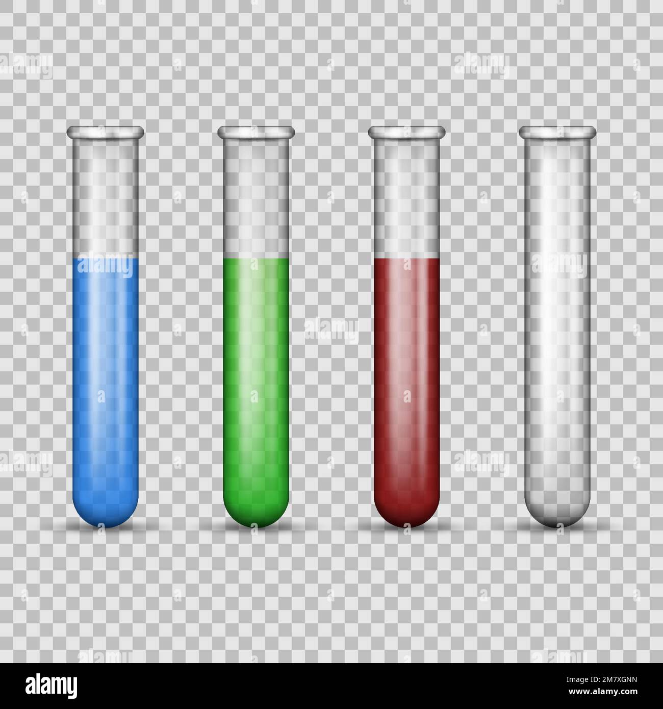 Medical glass tube set isolated on transparent background. Vector ...