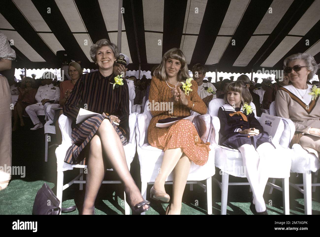 A front view of some of the honored guests as they listen to the ...