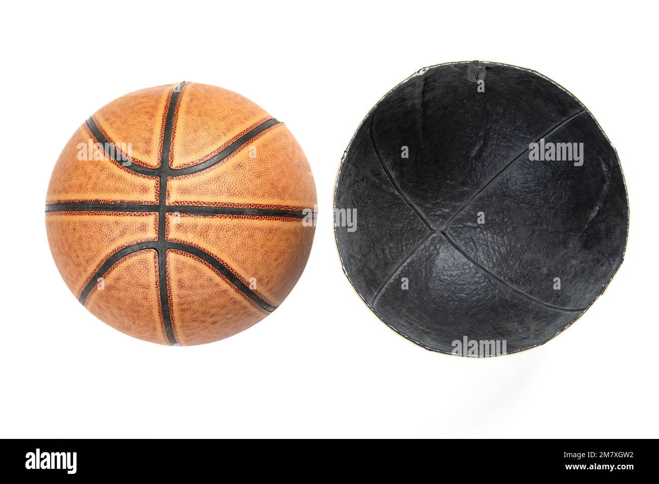 top view basketball outside and inside on white background Stock Photo ...
