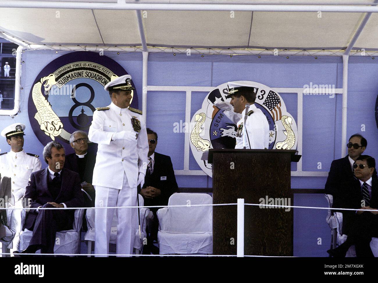 RADM Joseph F. Frick, commander, Naval Base Norfolk, and CAPT G. H ...