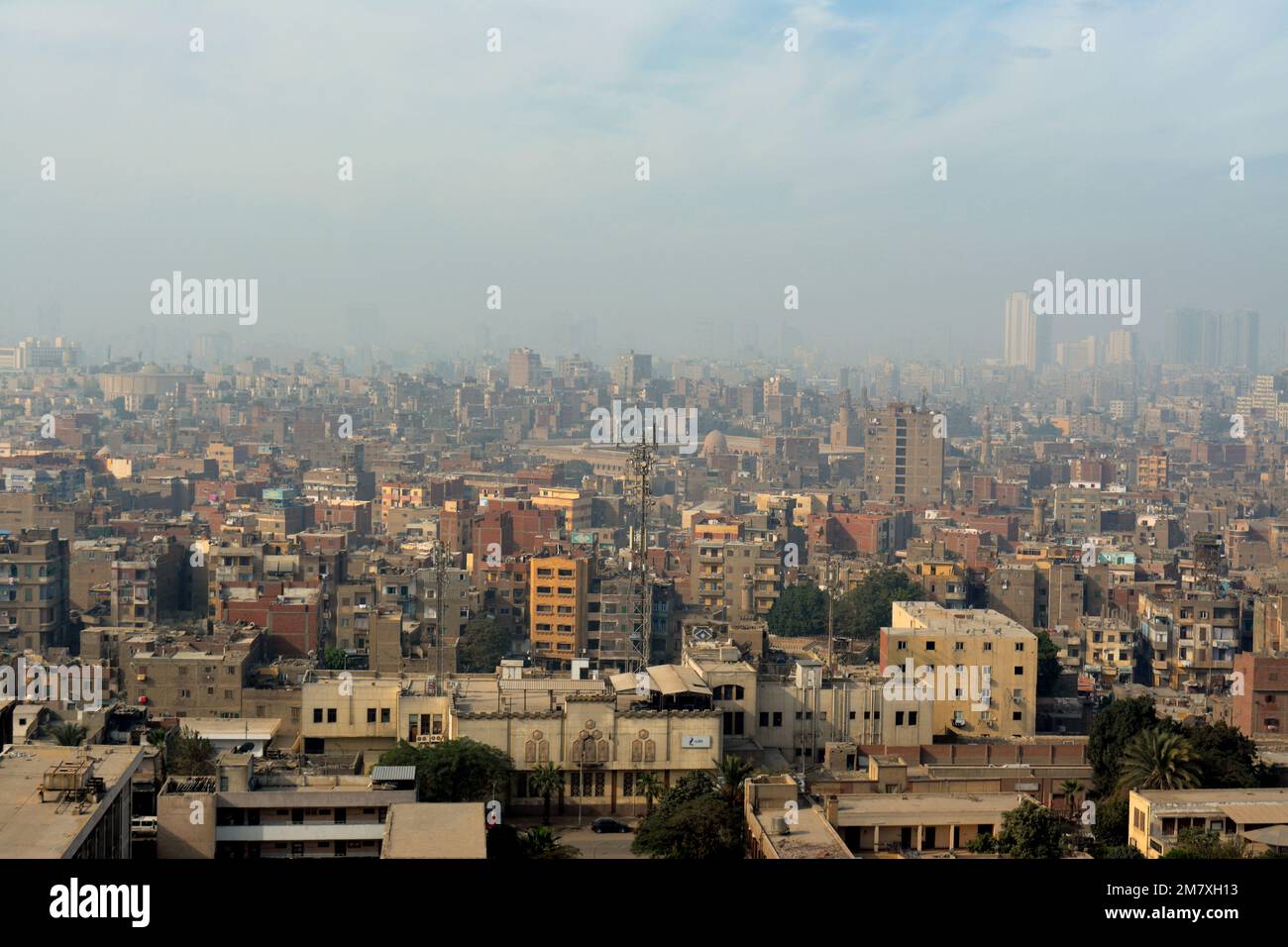 Cairo, Egypt, January 7 2023: Aerial view of old Cairo city from Salah ...