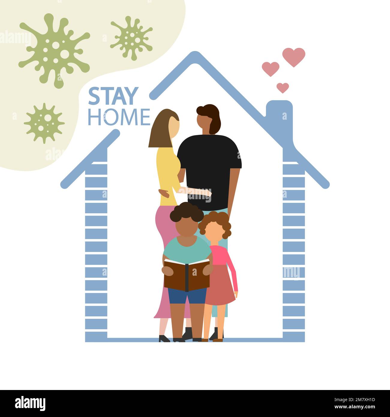 Stay at home concept isolated on white background. Vector illustration ...