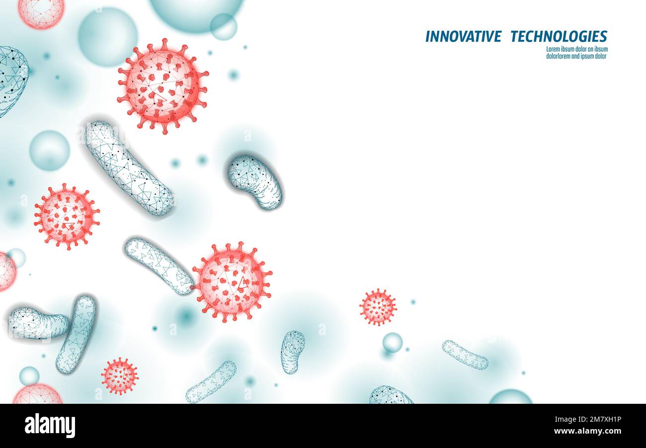 Microscope virus 3D low poly render. Laboratory analysis infection ...