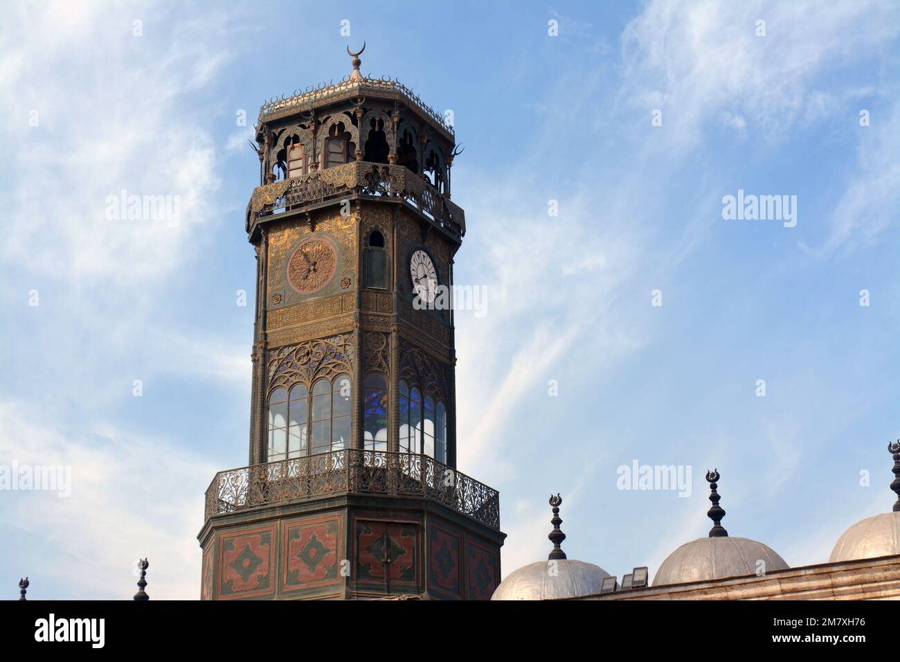 The clock tower of The great mosque of Muhammad Ali Pasha or Alabaster ...