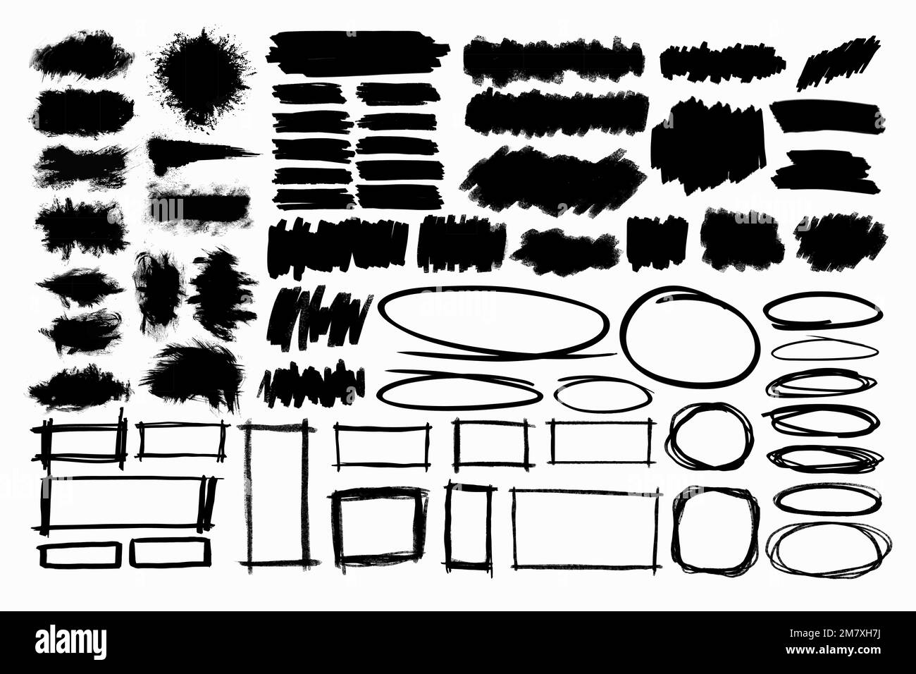 Brush element in black vector on white background collection Stock ...