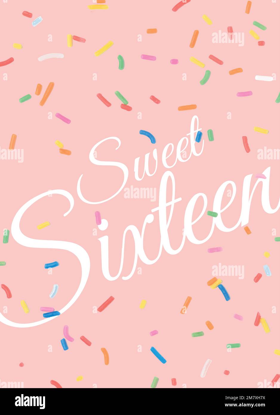 16th birthday greeting card template vector with confetti background ...