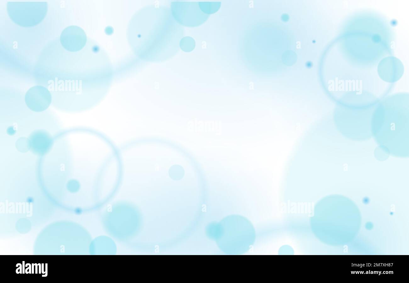 Light blue blurred bokeh light glowing backdrop. Green circles ...