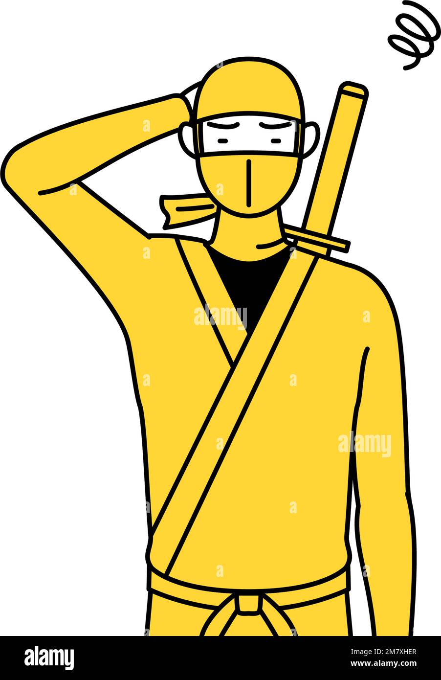 A man dressed up as a ninja scratching his head in distress Stock ...