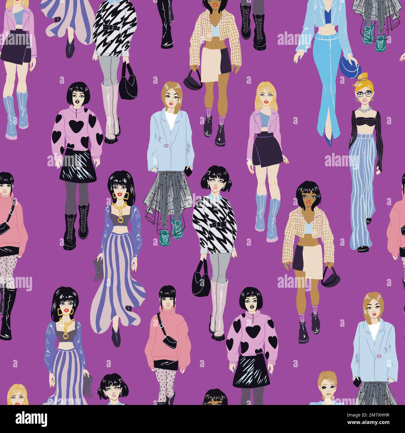 Fashion models street style Stock Vector Images - Alamy