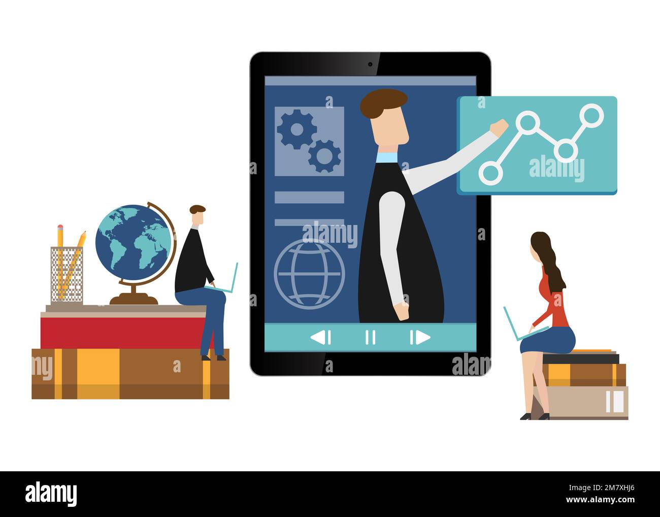 Online learning. E-learning webinar presentation concept. teacher ...