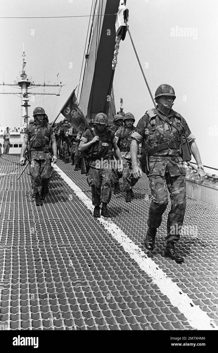 Colonel James M. Mead, 32nd Marine Amphibious Unit commander, leads ...