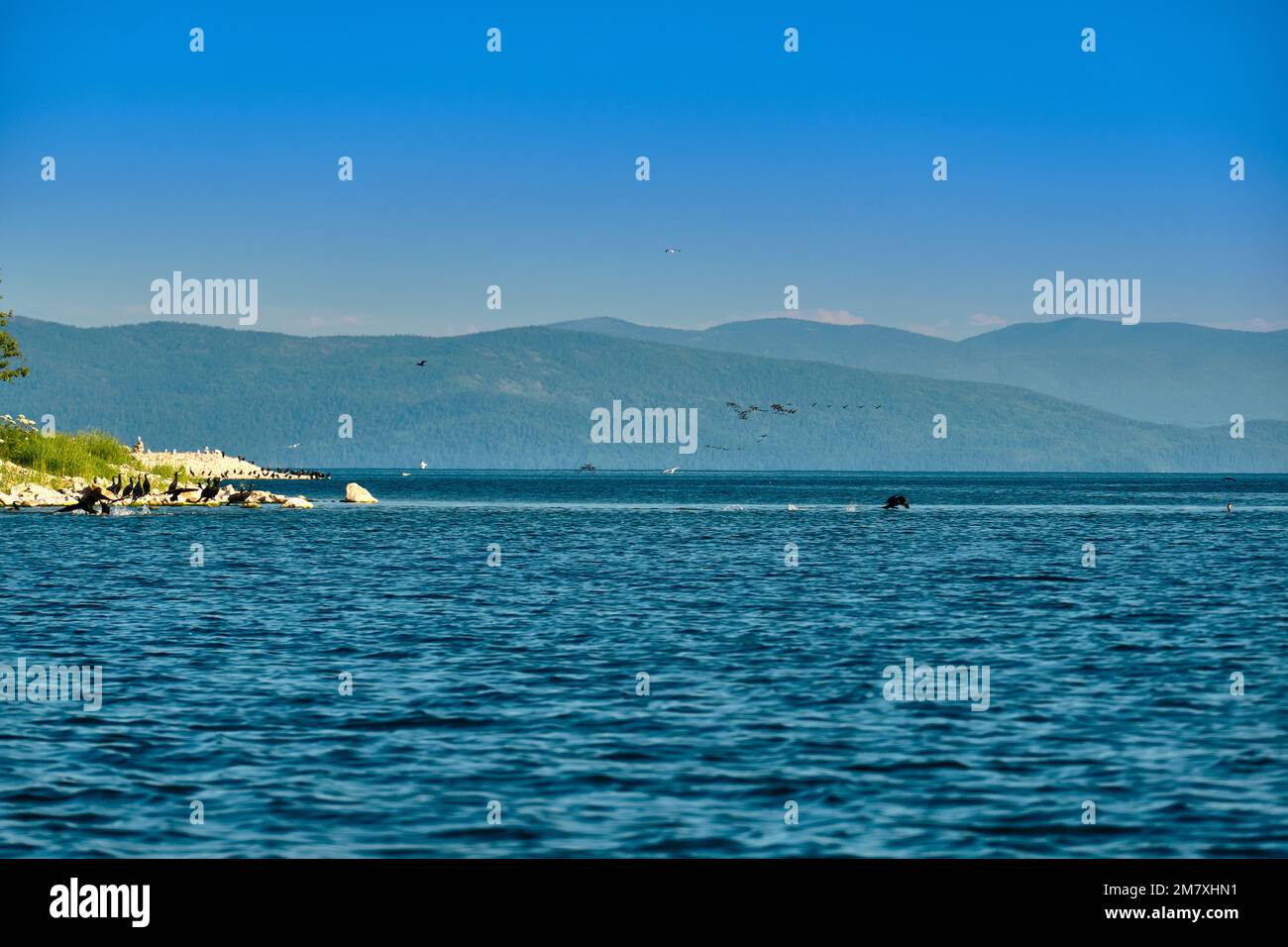 Barguzinsky Bay of Lake Baikal in the Buryat Republic in the daytime ...