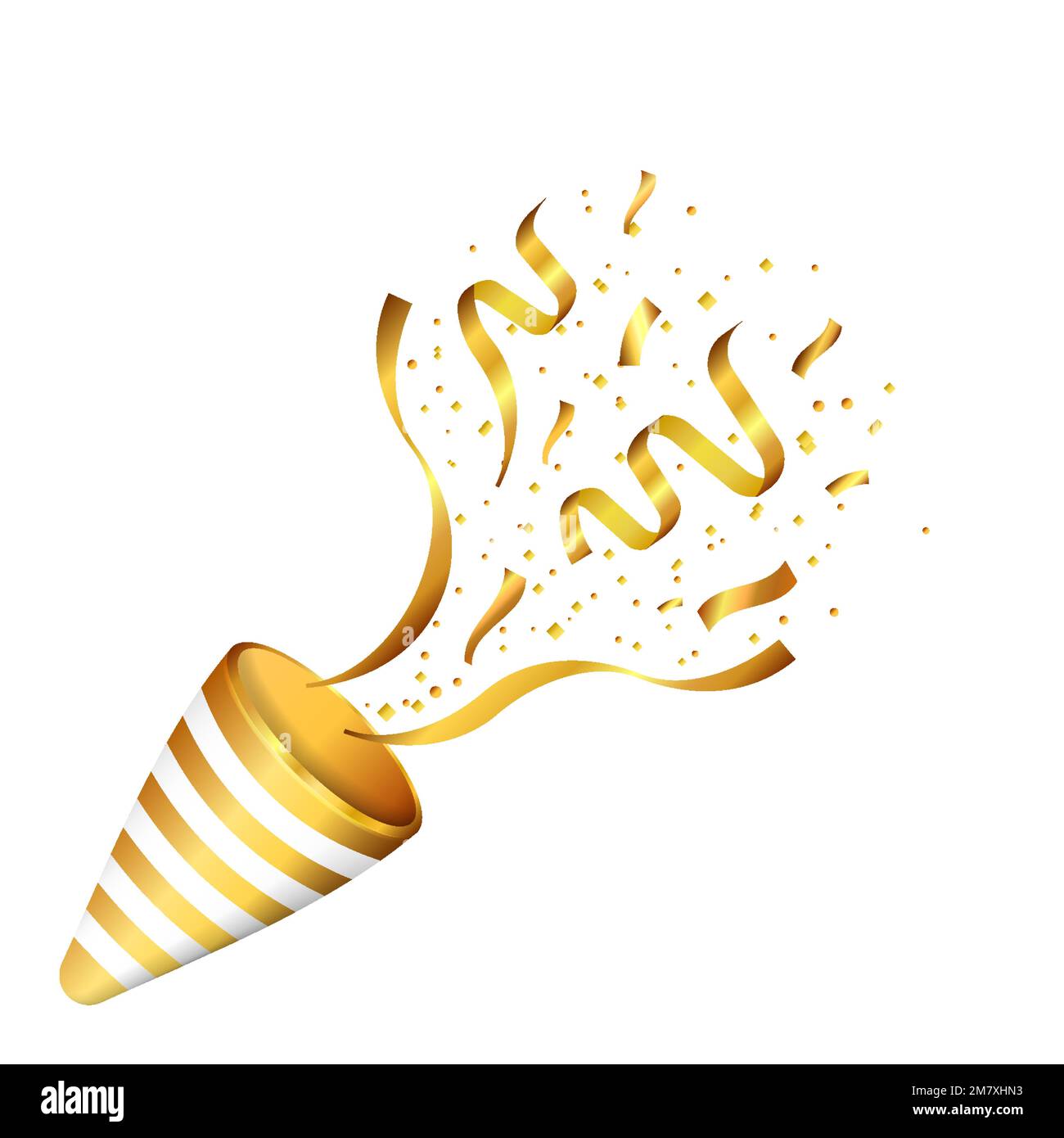 Exploding party poppers with confetti. Vector illustration. Eps 10 ...