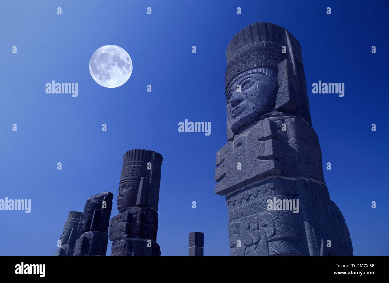 Mexico, Hidalgo, Zona Arqueológica de Tula, stone columns (m Stock ...