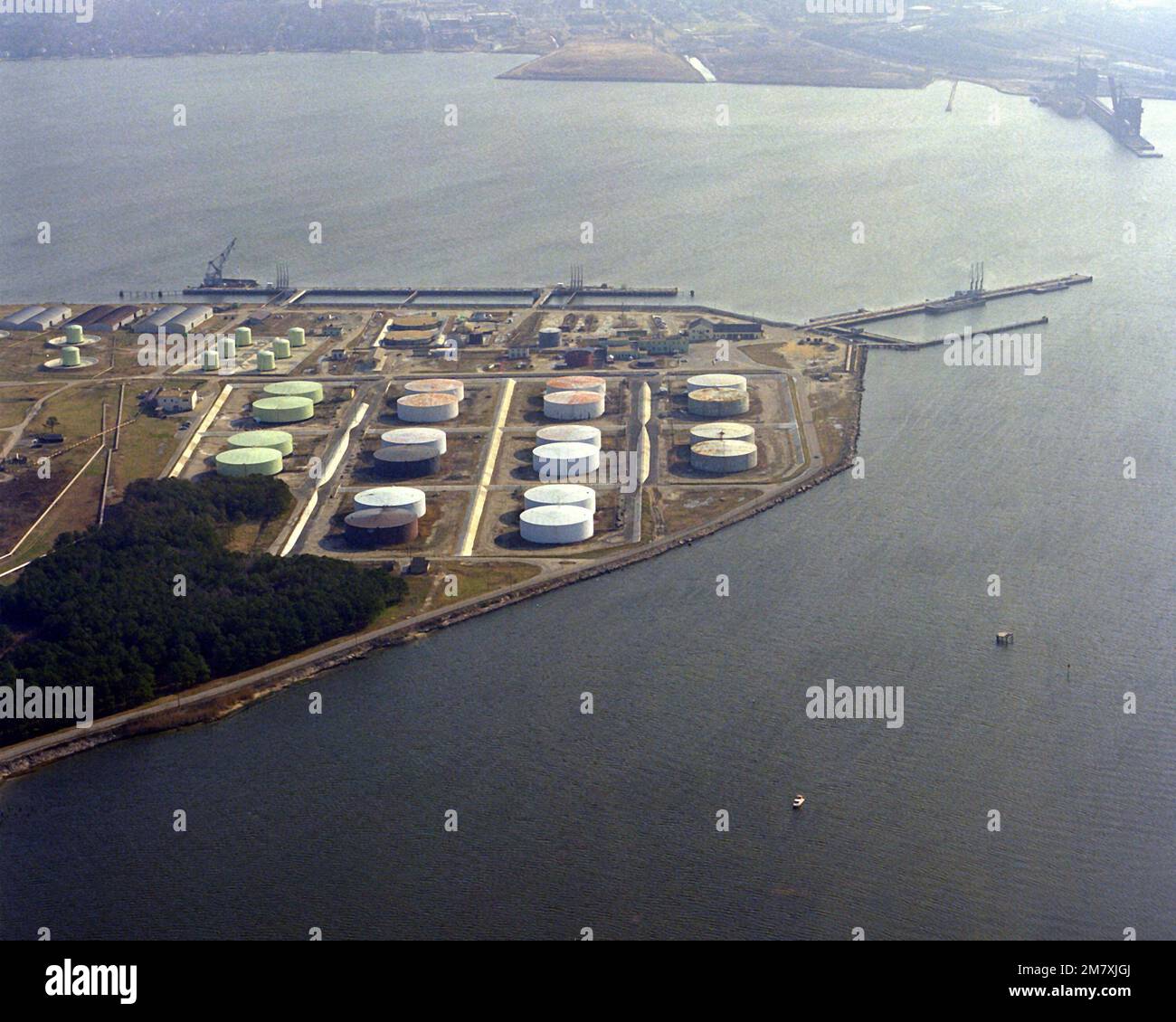 An aerial view of the U.S. Naval Refueling Depot on Craney Island. Base ...