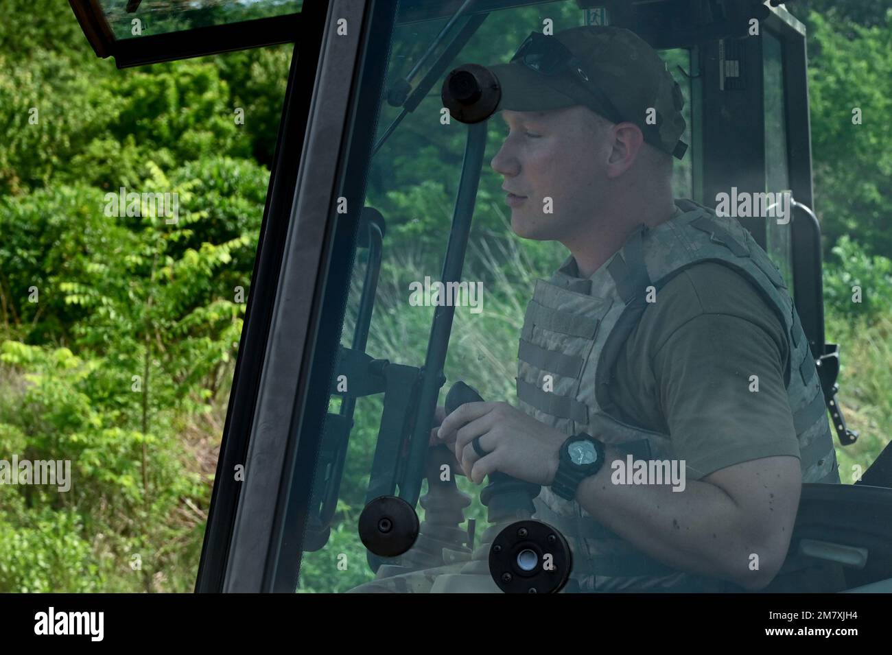 An Airman assigned to the 19th Civil Engineer Squadron uses an ...