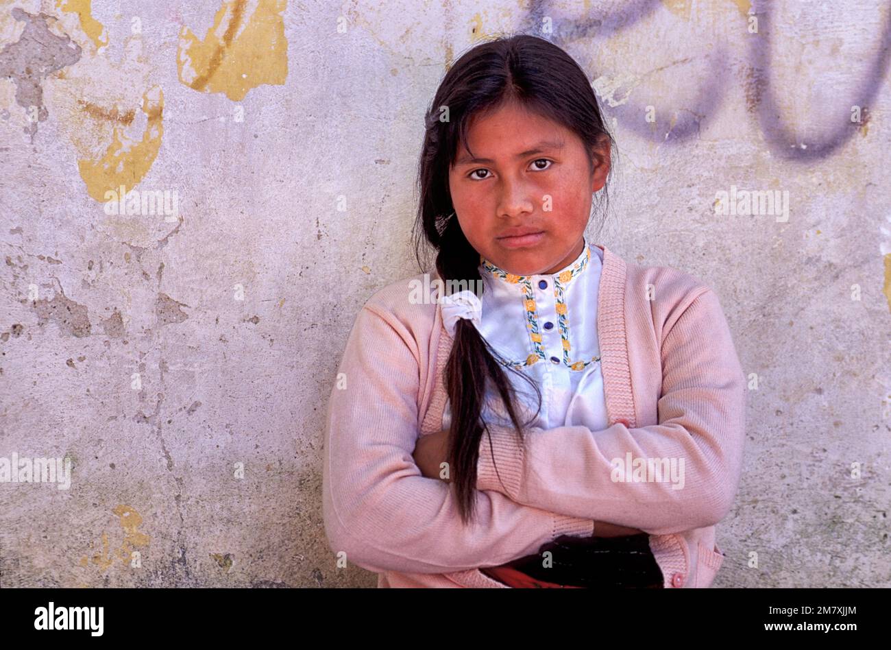 North America, Mexico, Chiapas, San Cristobal de las Casas, Chamula girl at market Stock Photo ...