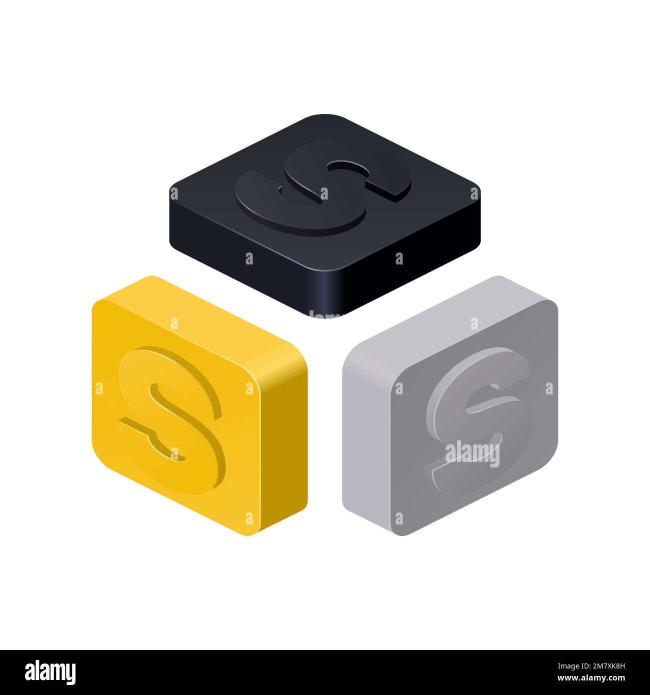 Bulk button with the letter S in isometry. Vector clipart Stock Vector ...