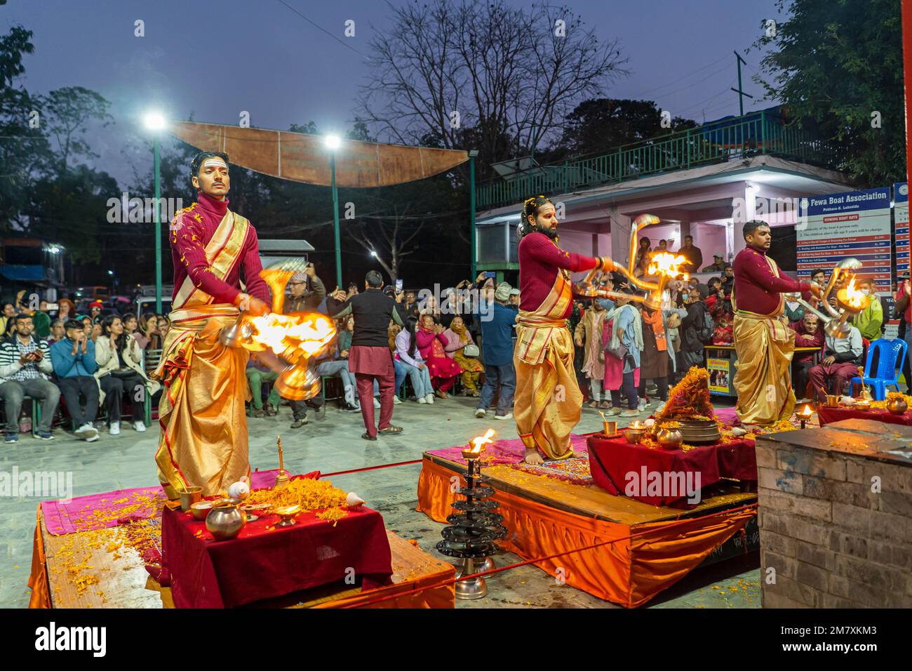 Pokhara, Nepal - December 2nd, 2022 - Hindu Monks chanting sacred ...