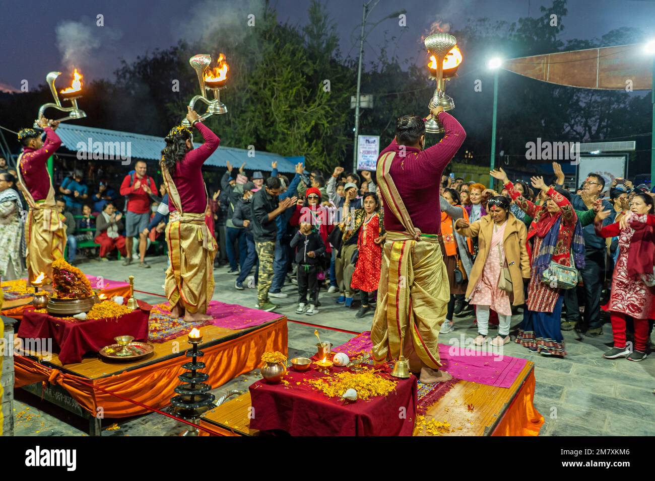 Pokhara, Nepal - December 2nd, 2022 - Hindu Monks chanting sacred ...