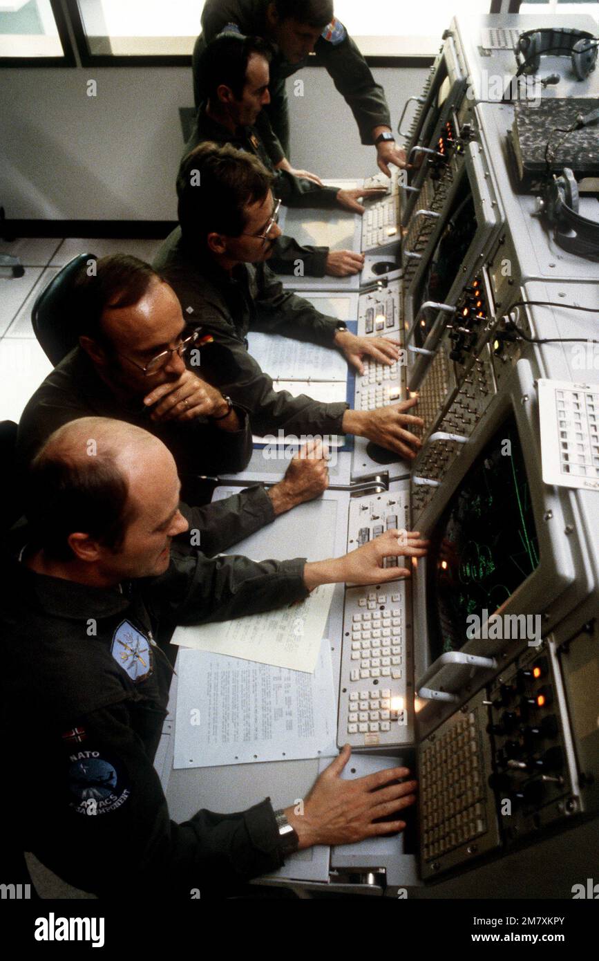 A NATO crew trains on an E-3A Sentry airborne warning and control ...