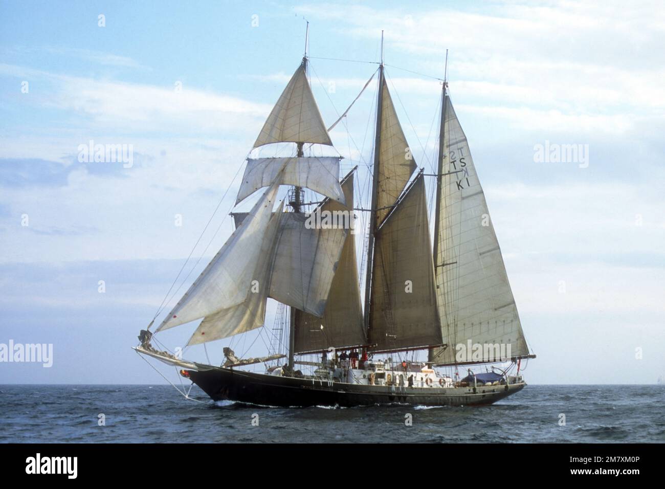 British topsail schooner Sir Winston Churchill, race start, Cork, 1991 ...