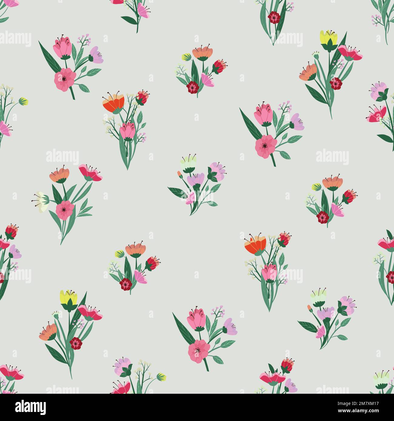 Seamless pattern with spring bright flowers. Vector illustration Stock Vector Image & Art - Alamy