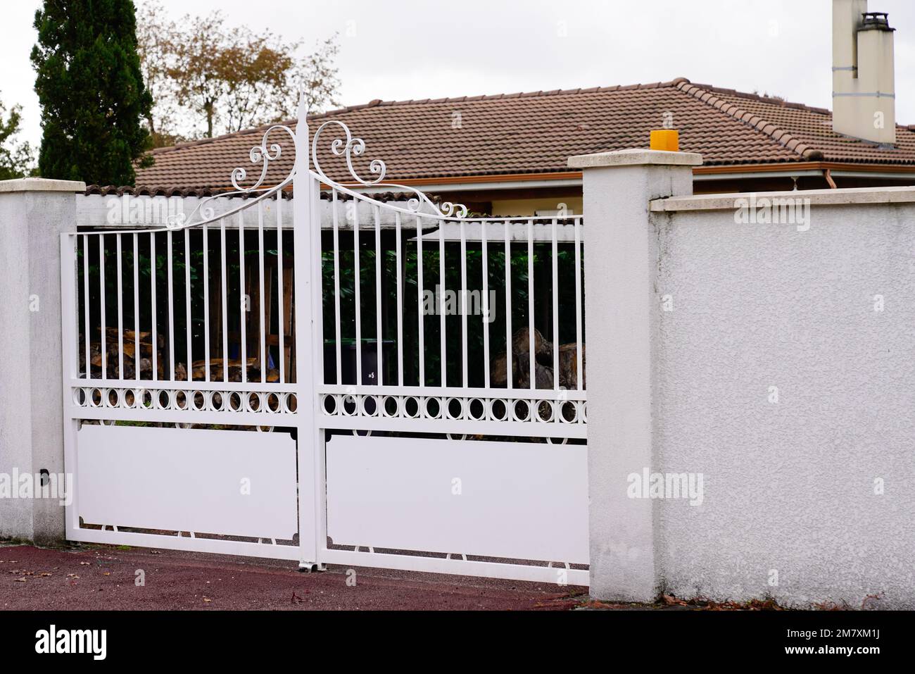 white steel gate house portal of old traditional french house4 Stock ...