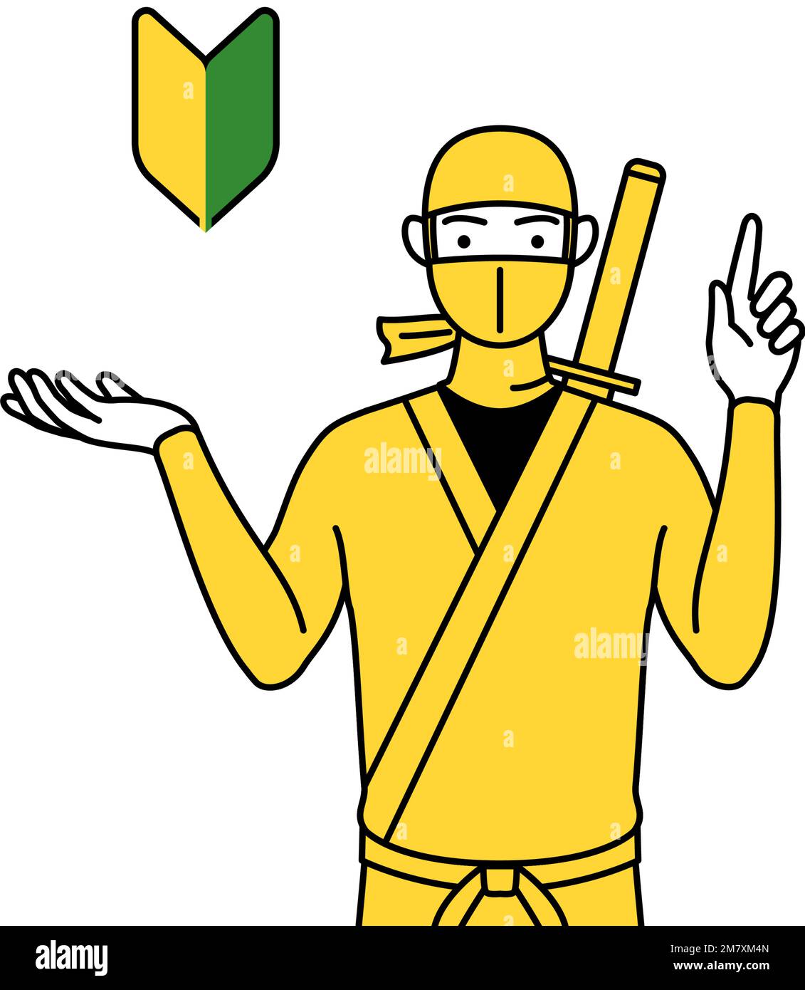 A man dressed up as a ninja showing the symbol for young leaves Stock ...