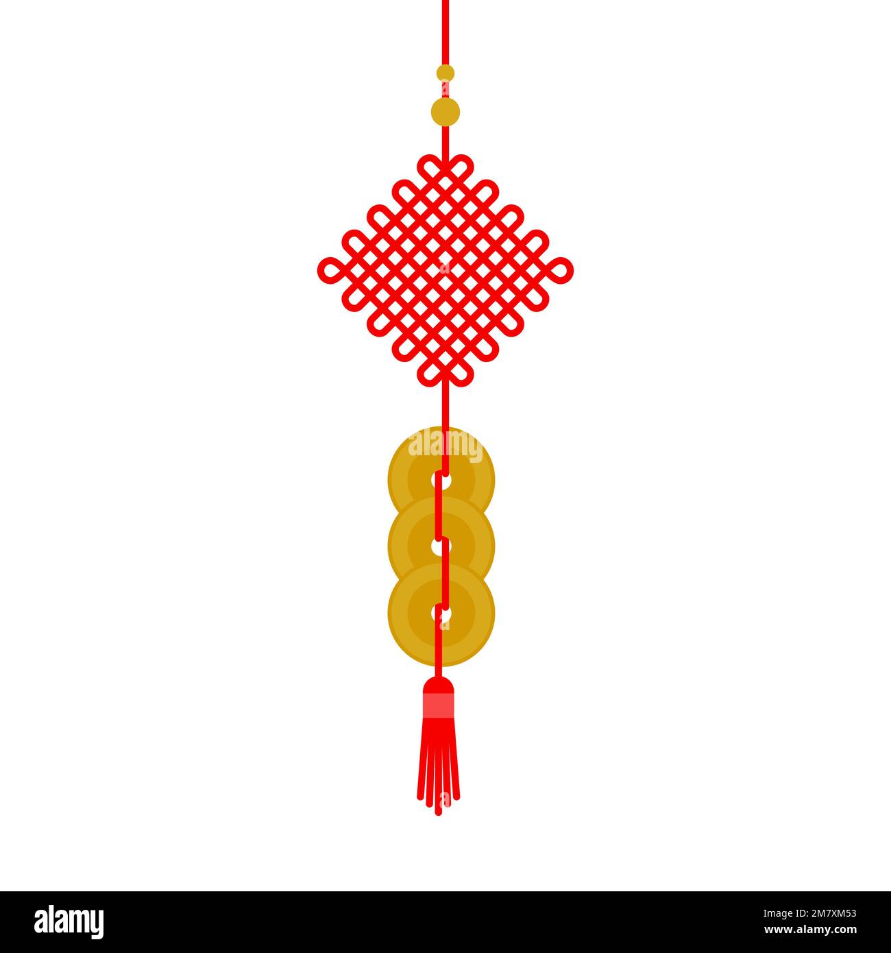 Hanging red Chinese knots amulet. Happy Chinese New Year. Year of the ...
