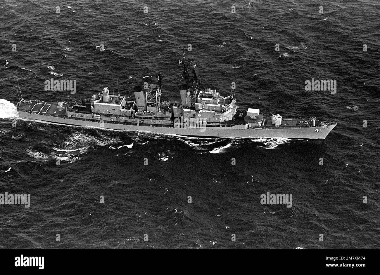 An aerial starboard beam view of the guided missile destroyer USS KING ...