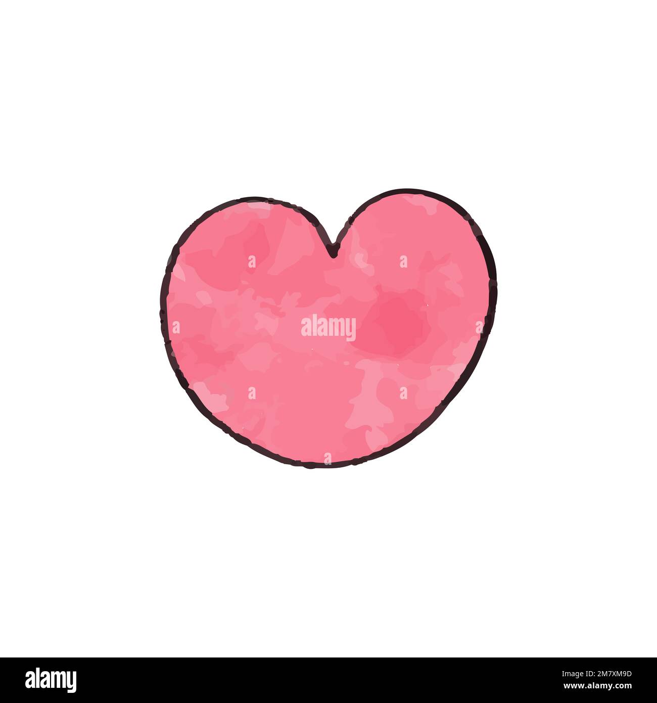 Pink and red heart watercolor shapes. Vector Cute pink heart hand drawn ...