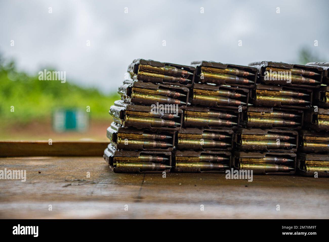 Loaded magazines await U.S. Army Reserve Soldiers from the 214th Mobile ...