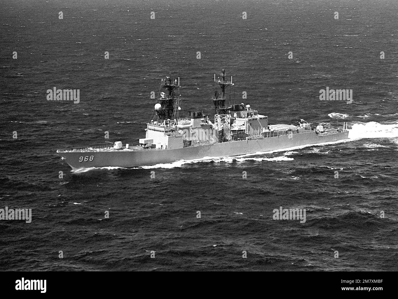 An aerial port bow view of the destroyer USS ARTHUR W. RADFORD (DD-968 ...