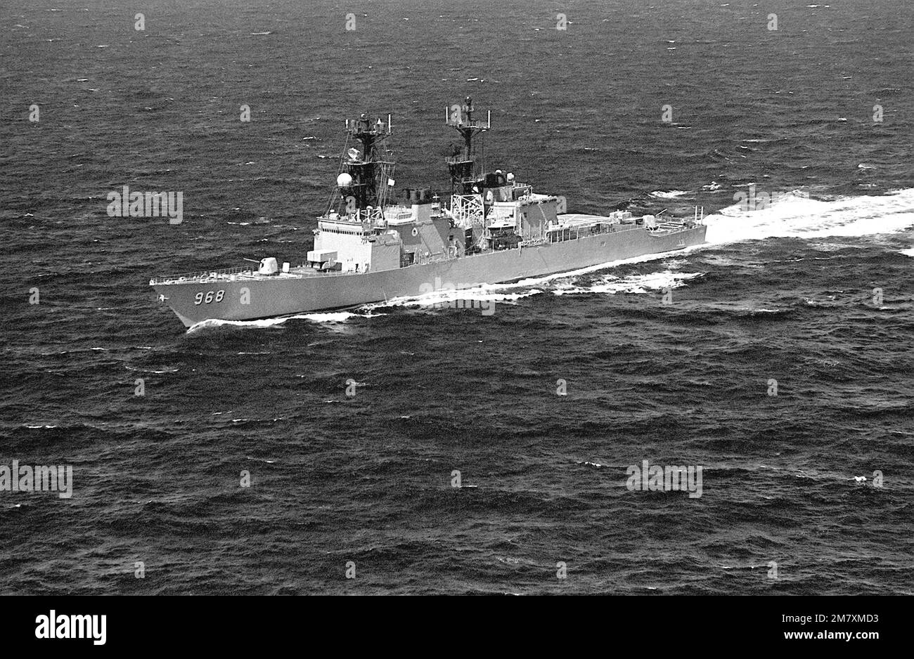An aerial port bow view of the destroyer USS ARTHUR W. RADFORD (DD-968 ...