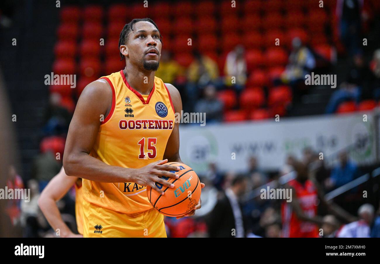 Oostende, Belgium. 10th Jan, 2023. Tre'Shawn Thurman (15) of BCO ...